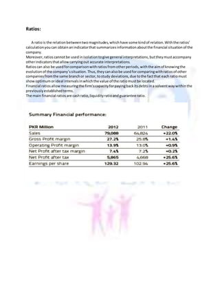 nestle pakistan ratios analysis | DOCX