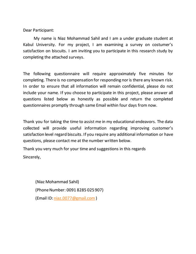 Project/Questionnaire on Biscuits | DOCX