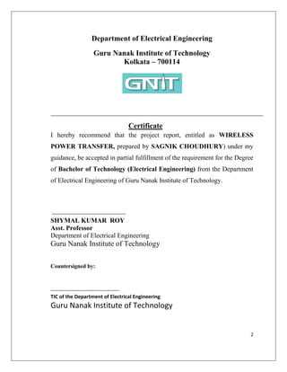 WIRELESS POWER TRANSMISSION Project | PDF