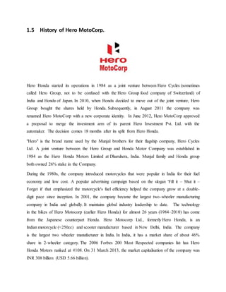 Project on Comparative Analysis of Bajaj Auto & Hero MotoCorp. | DOCX