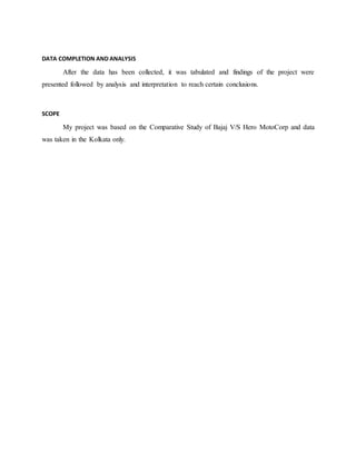 Project on Comparative Analysis of Bajaj Auto & Hero MotoCorp. | DOCX