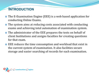 E-examination Engine | PPTX | Educational Assessment | Education