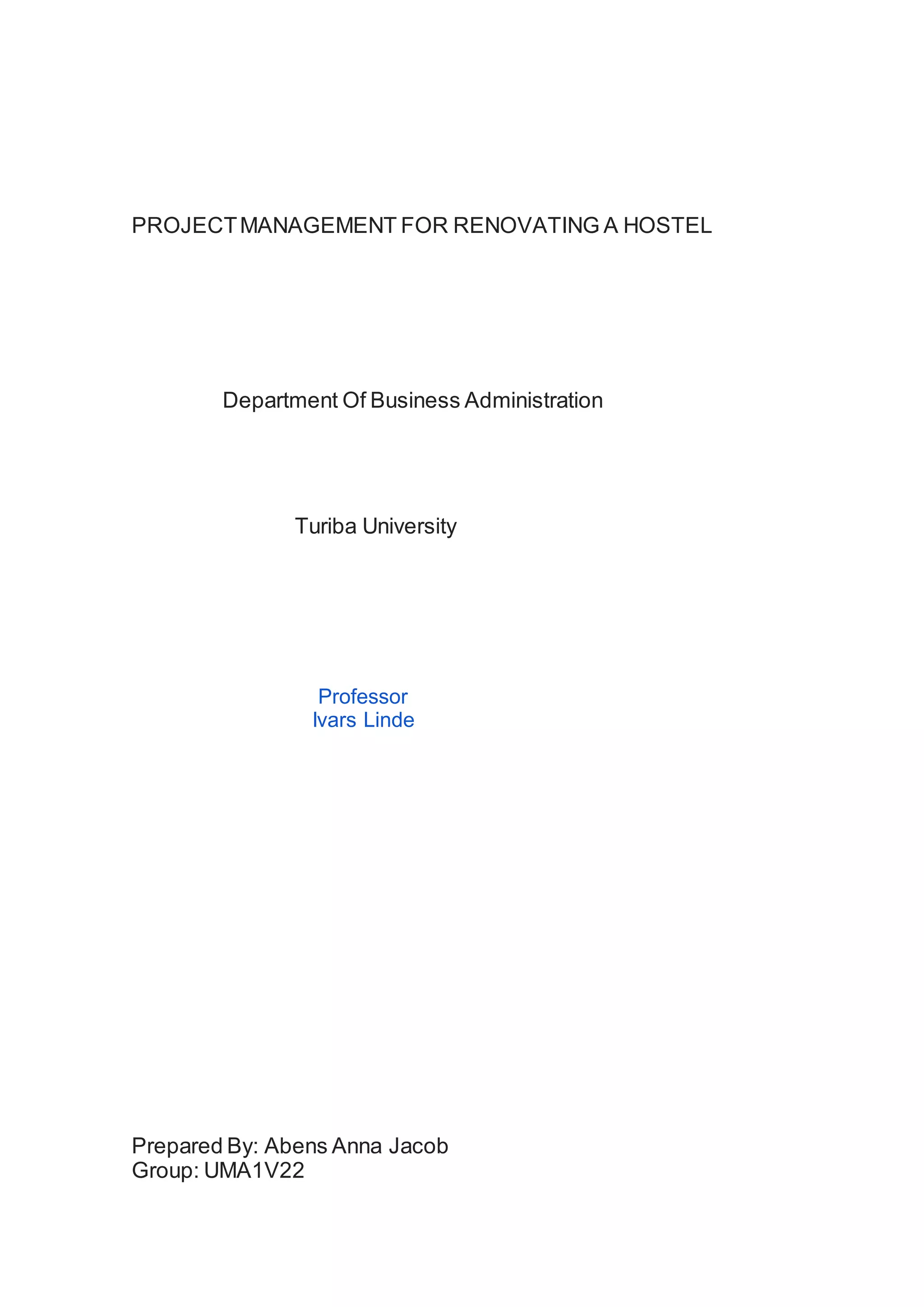 Project report on construction of hotel/hostel | PDF