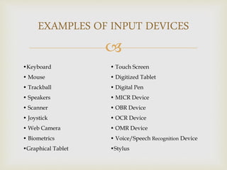 Input Devices Project For ITT Students | PPTX