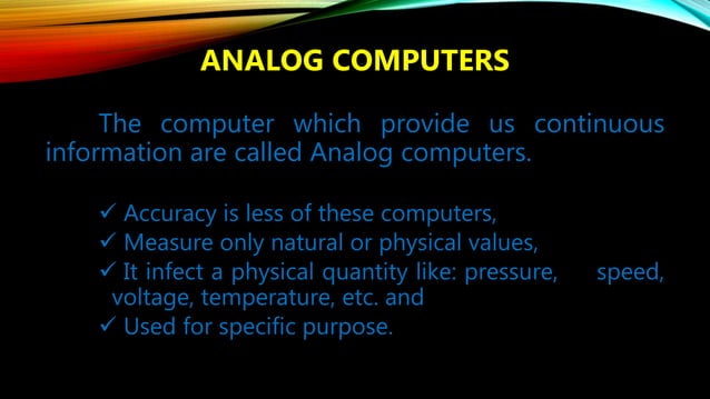 Types of Computer on the basis of work | PPTX | Technology & Computing