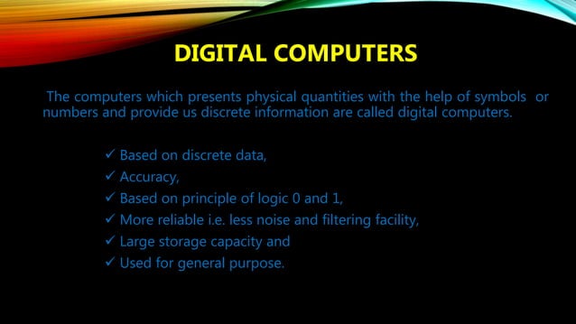 Types of Computer on the basis of work | PPTX | Technology & Computing