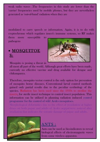 EFFECT OF RADIATIONS ON HABITS OF BIRDS AND INSECT | DOC