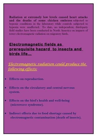 EFFECT OF RADIATIONS ON HABITS OF BIRDS AND INSECT | DOC