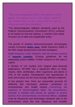 EFFECT OF RADIATIONS ON HABITS OF BIRDS AND INSECT | DOC