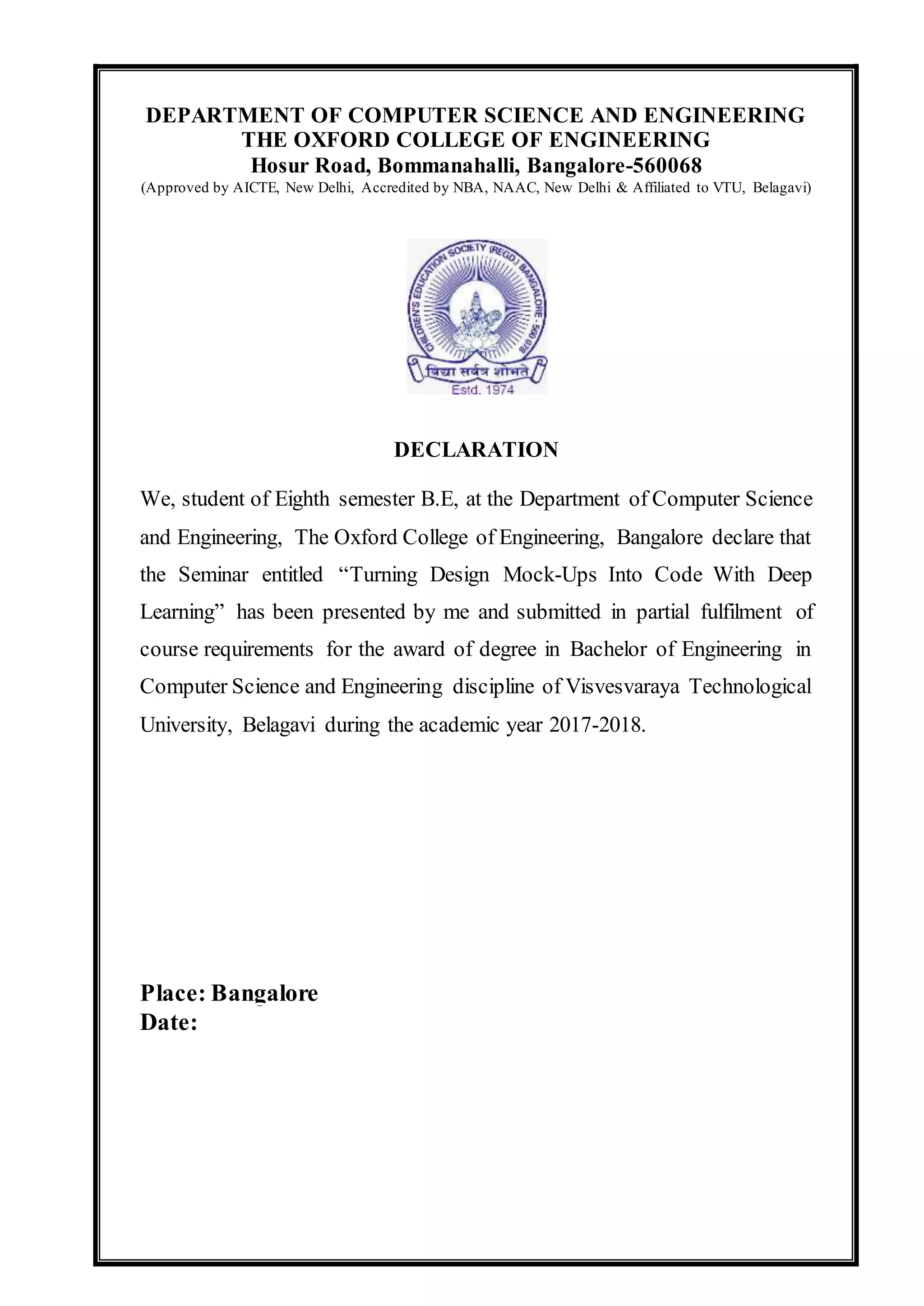 VTU final year project report | DOCX