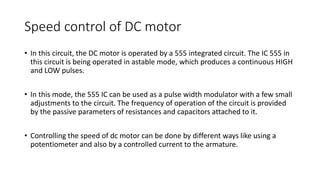 Speed control of D.C motor using Pusle width modulation | PPTX