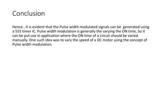 Speed control of D.C motor using Pusle width modulation | PPTX