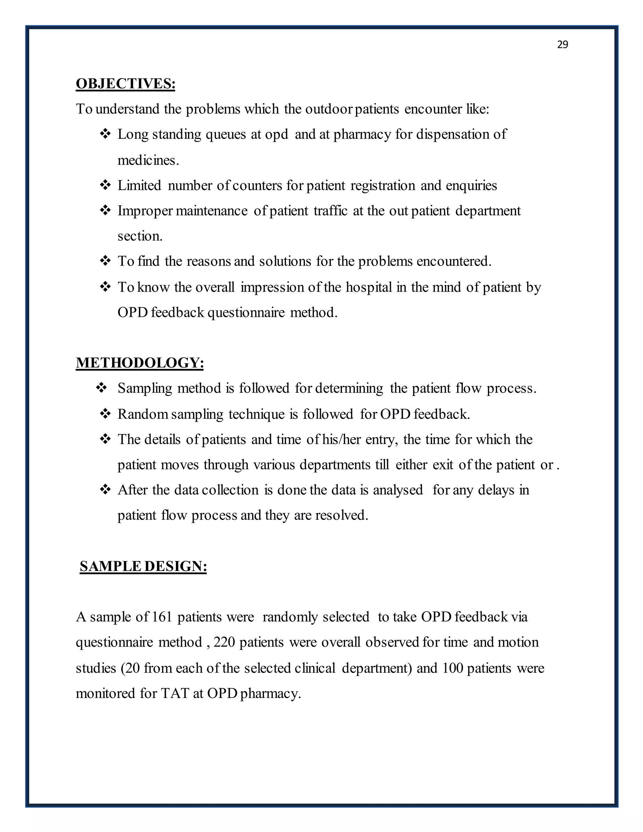 Project report on Time and motion study and OPD questionnaire survey ...