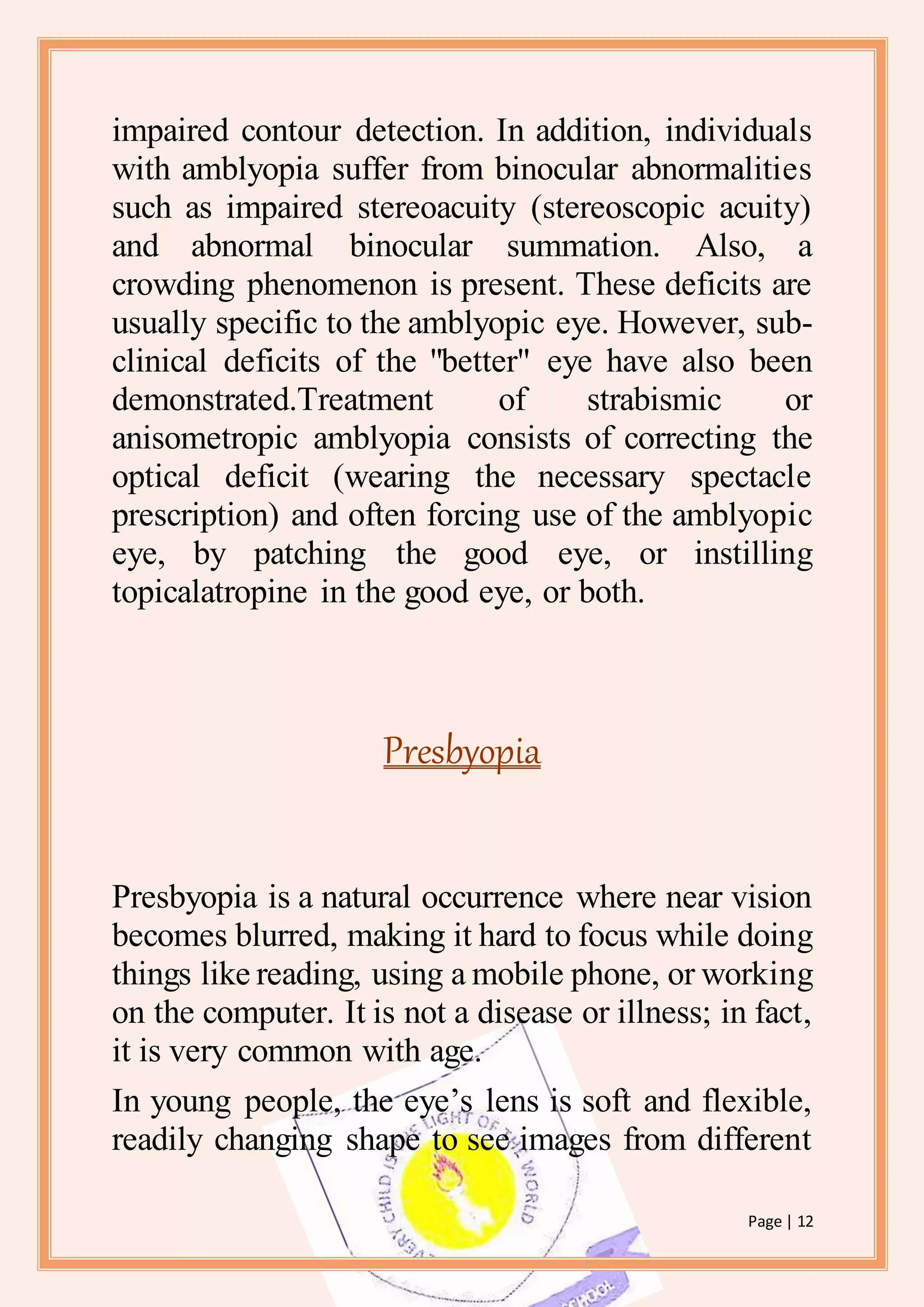 Biology Investigatory Project on Eye Diseases (class 12th) | DOCX