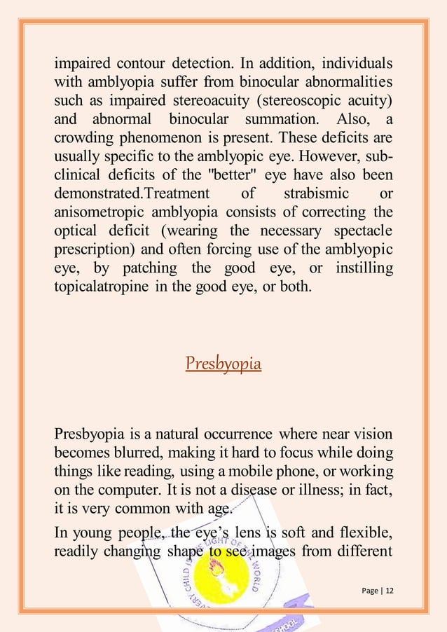 Biology Investigatory Project on Eye Diseases (class 12th) | DOCX