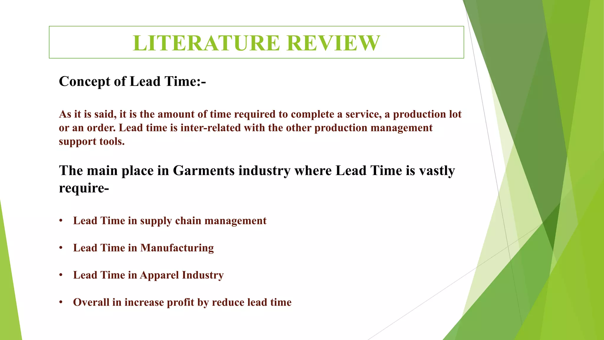 A STUDY ON LEAD TIME MANAGEMENT IN GARMENTS INDUSTRY OF BANGLADSH | PPTX