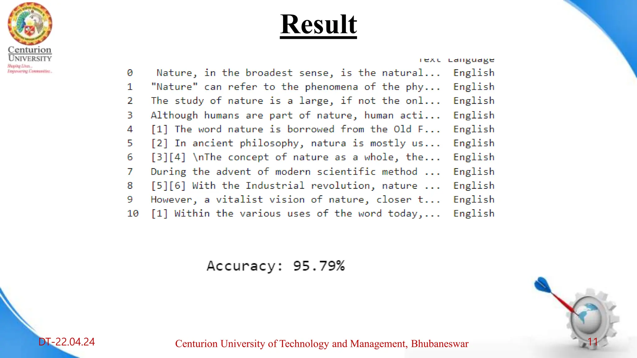Language detection model presentations. Machine learning | PPTX
