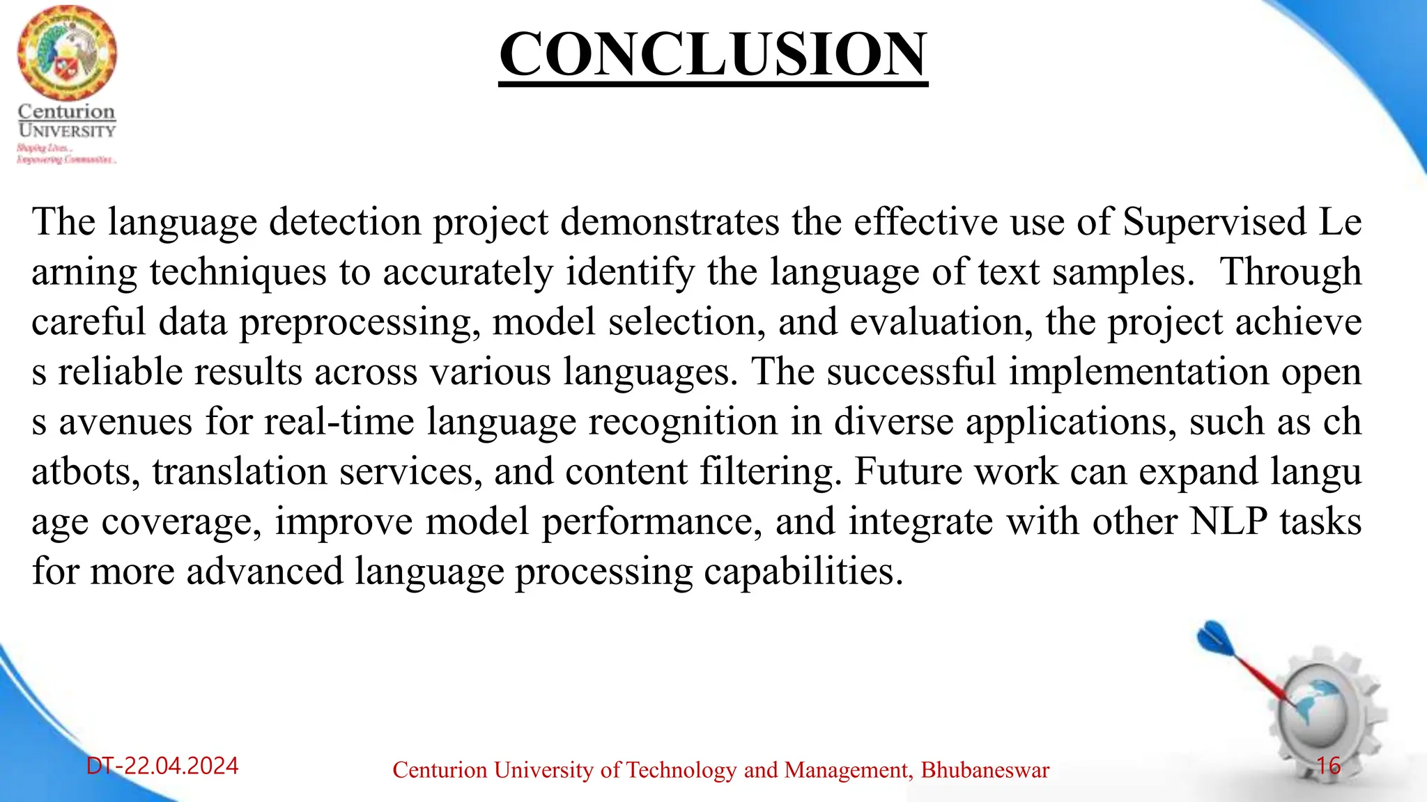 Language detection model presentations. Machine learning | PPTX