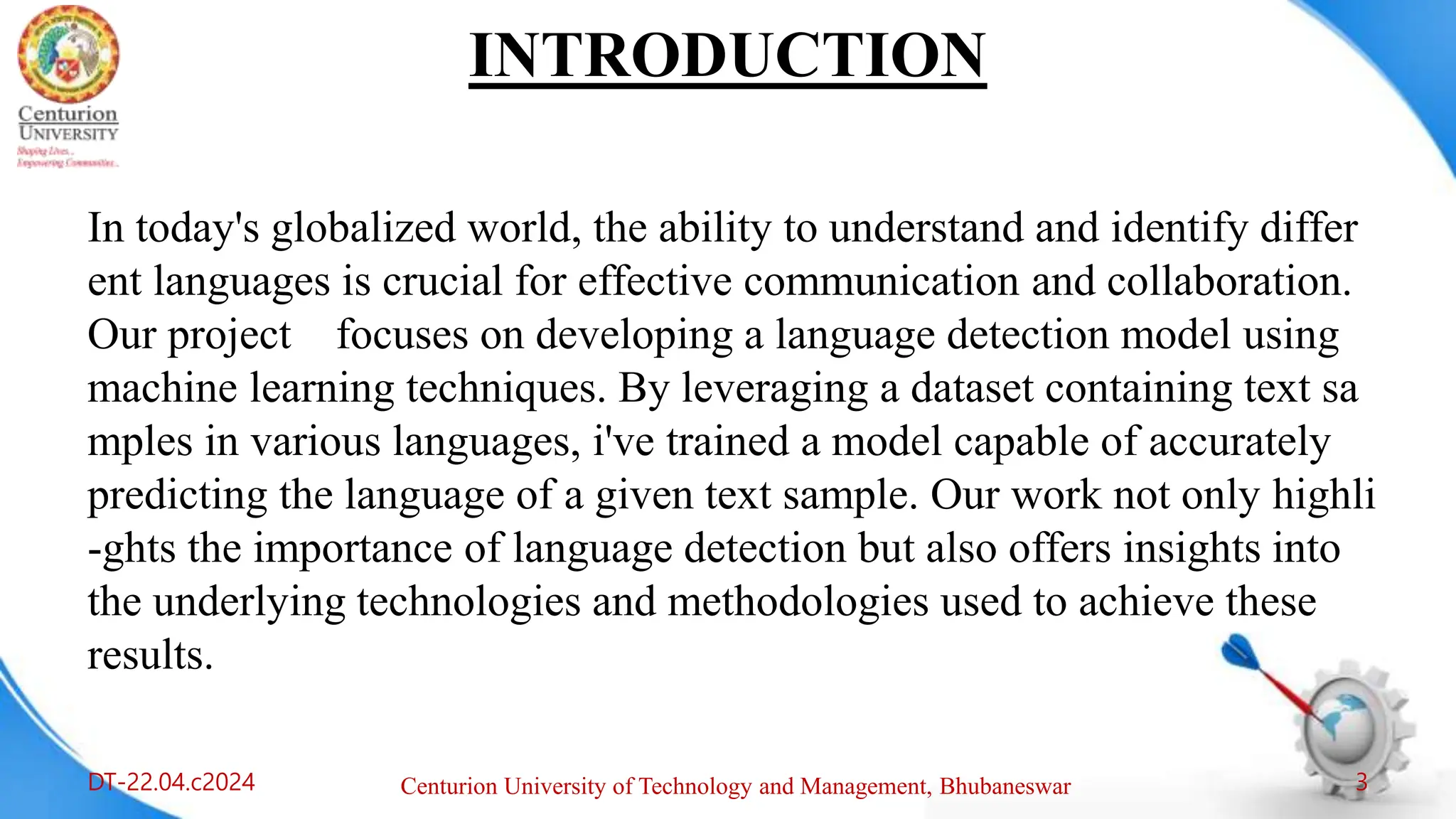 Language detection model presentations. Machine learning | PPTX
