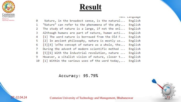 Language detection model presentations. Machine learning | PPTX