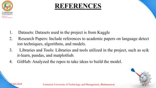Language detection model presentations. Machine learning | PPTX