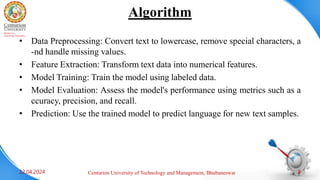Language detection model presentations. Machine learning | PPTX