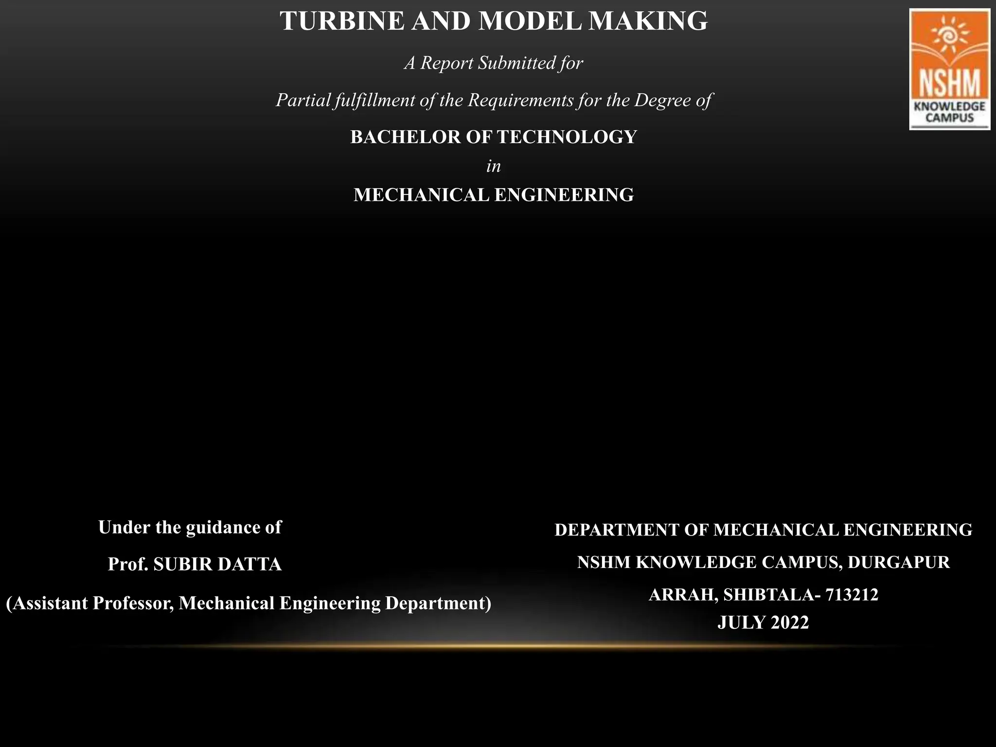 project ppt on turbine and model making process | PPT