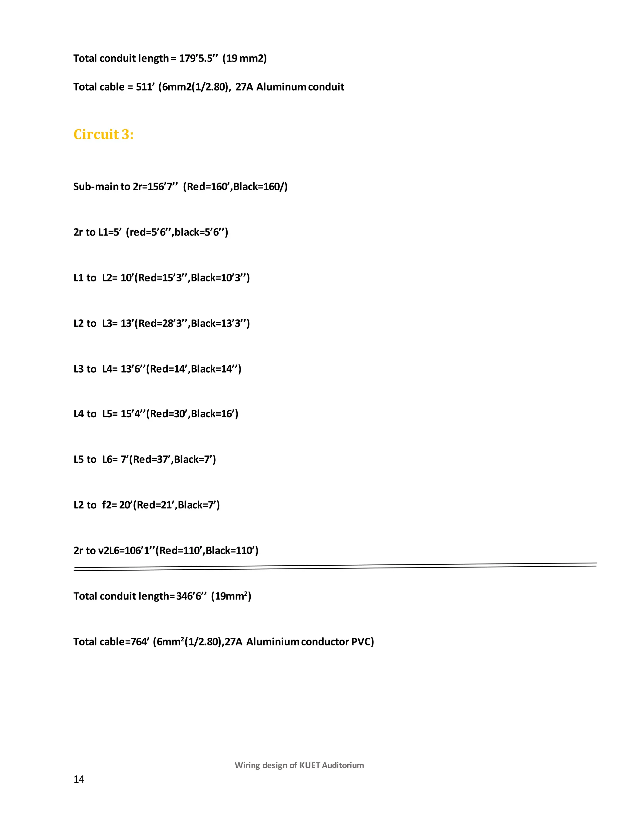 Wiring Design of KUET Auditorium Building | PDF