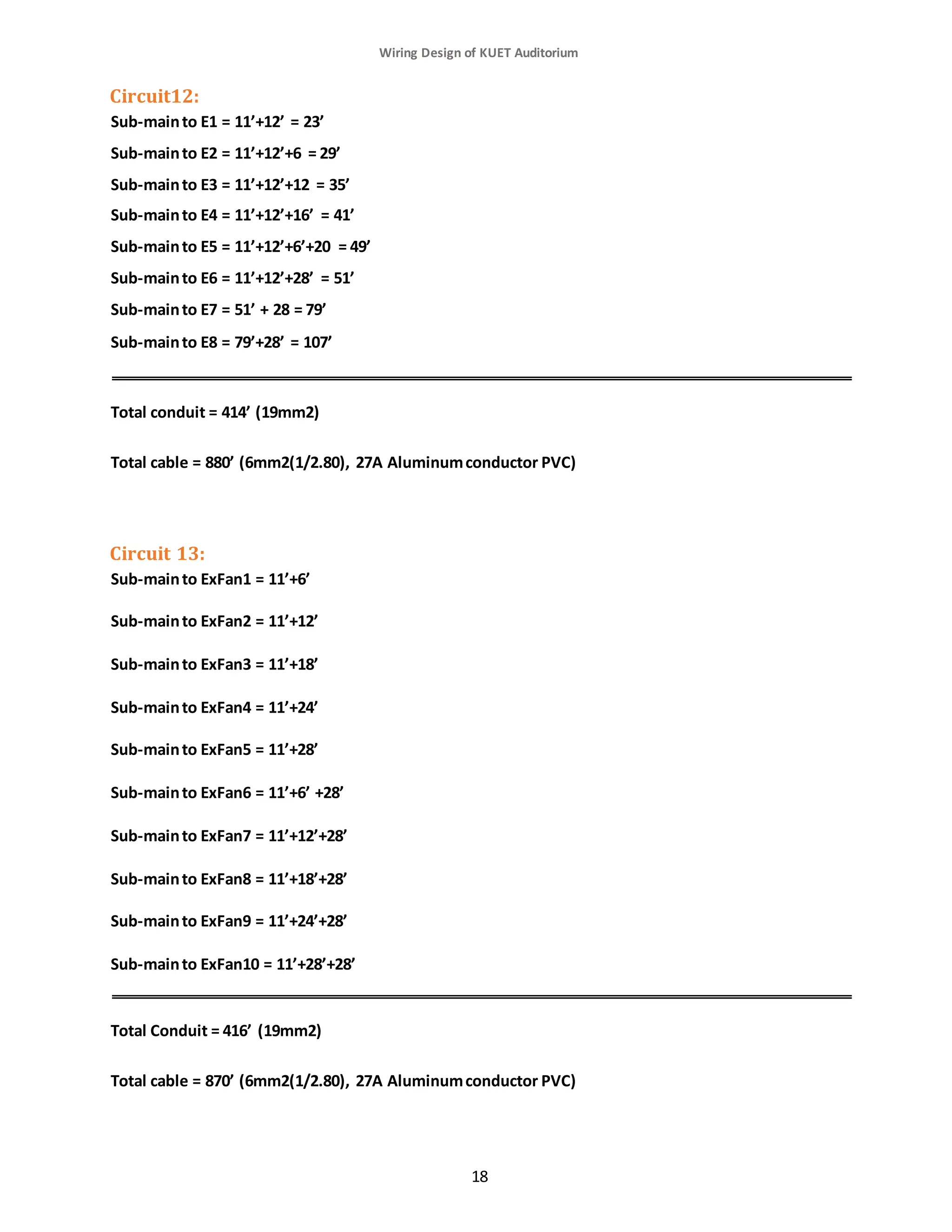Wiring Design of KUET Auditorium Building | PDF
