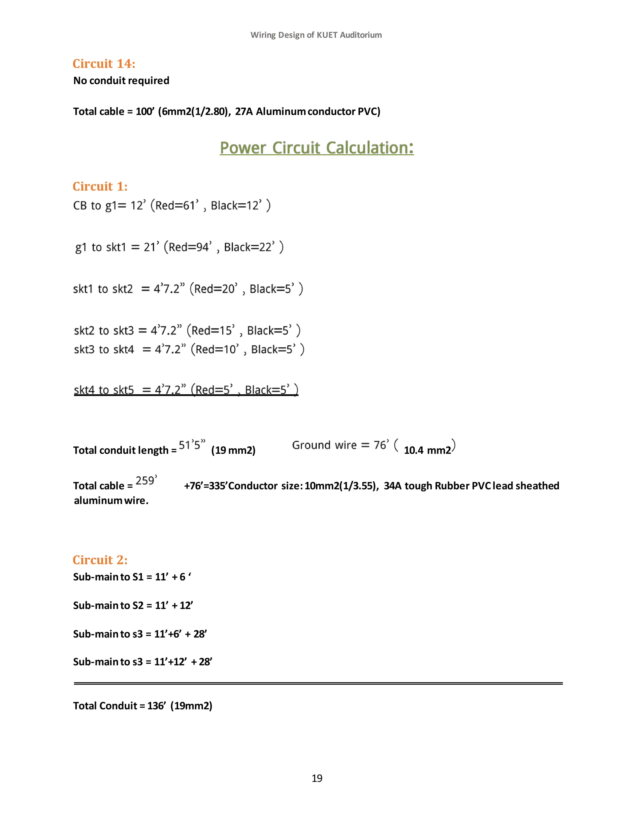 Wiring Design of KUET Auditorium Building | PDF