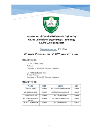 Wiring Design of KUET Auditorium Building | PDF