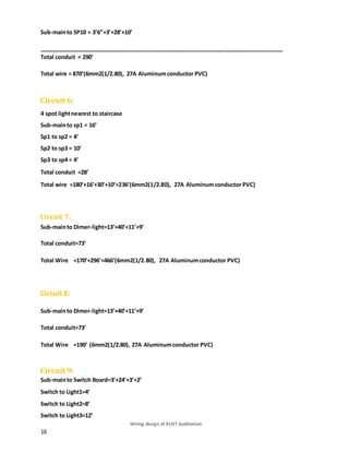 Wiring Design of KUET Auditorium Building | PDF