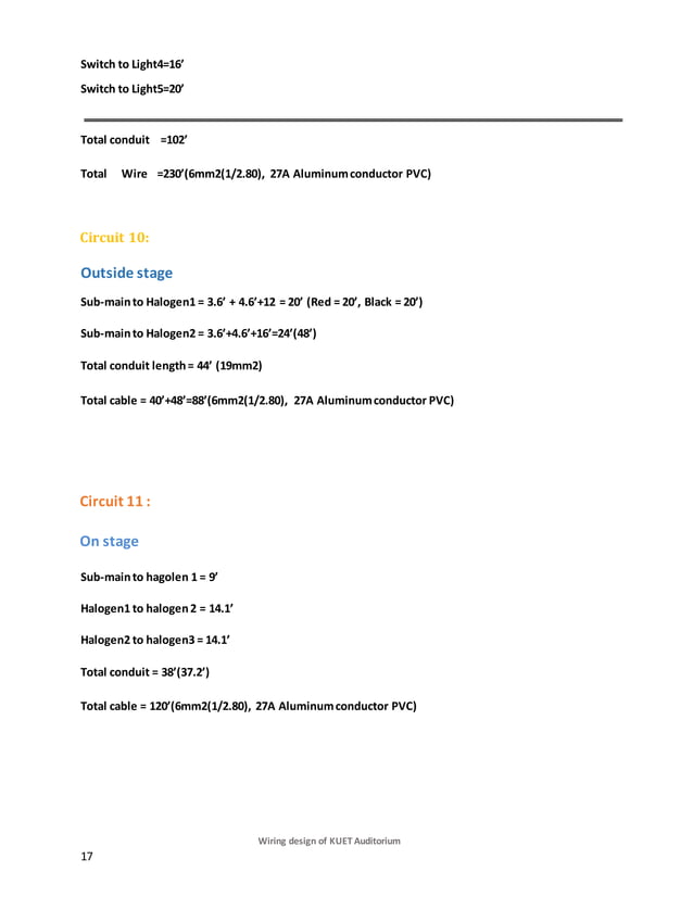 Wiring Design of KUET Auditorium Building | PDF | Civil Engineering ...