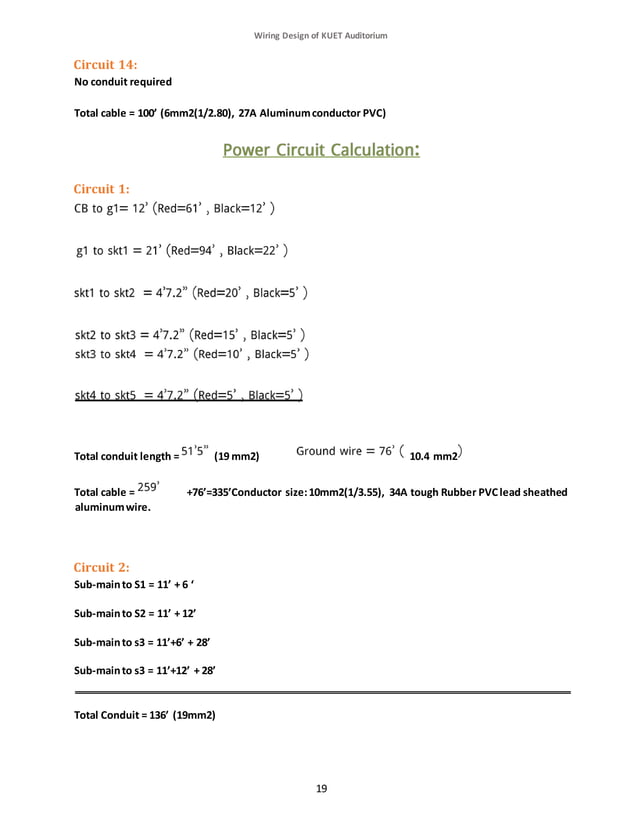Wiring Design of KUET Auditorium Building | PDF | Civil Engineering ...