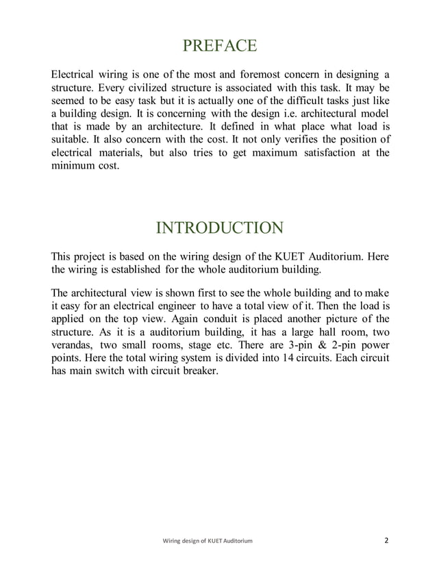 Wiring Design of KUET Auditorium Building | PDF | Civil Engineering ...