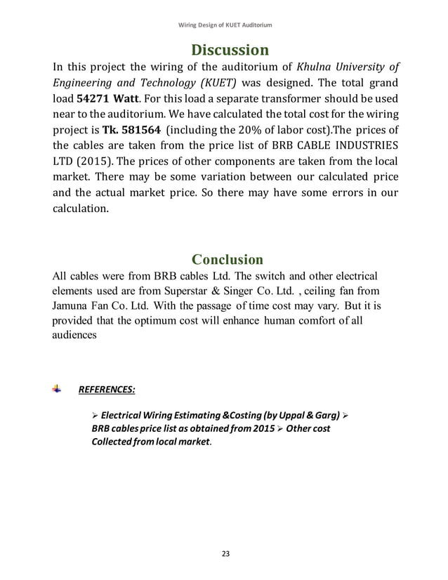 Wiring Design of KUET Auditorium Building | PDF | Civil Engineering ...