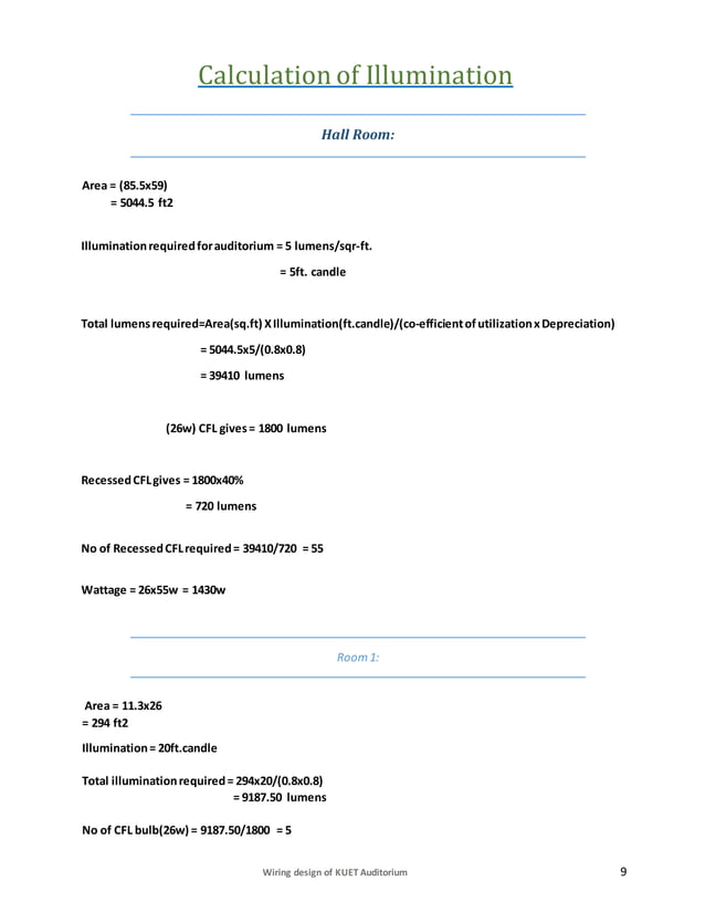 Wiring Design of KUET Auditorium Building | PDF | Civil Engineering ...