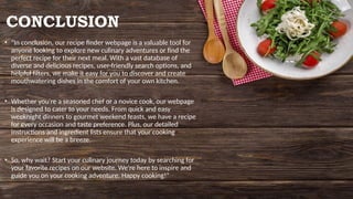 Project Yum Junction Recipe Finder Website | PPTX