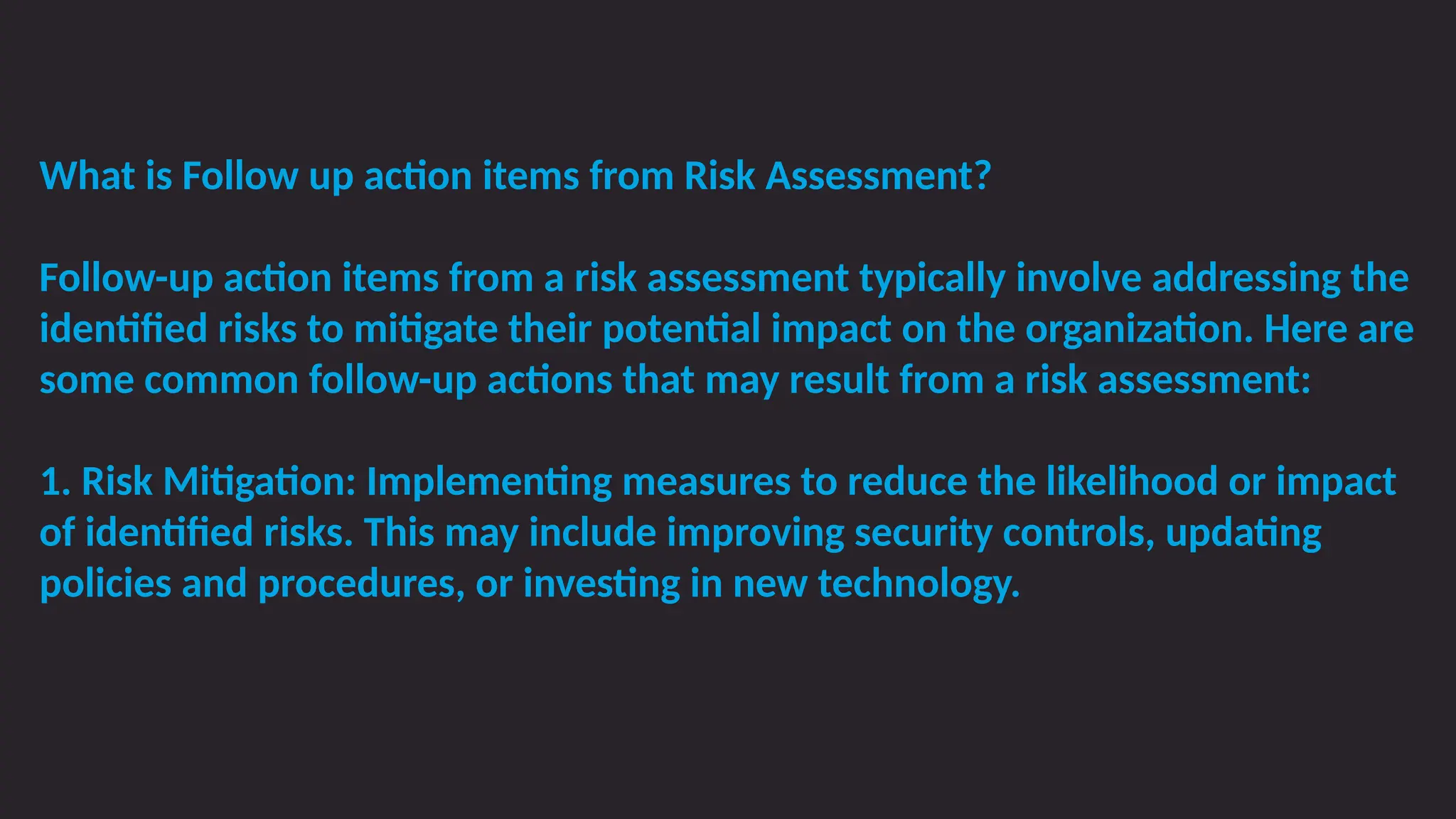 Follow up Action Items for Risk Assessment | PPT