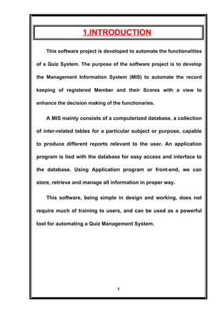 Computer Science investigatory project for class XII | DOCX