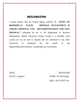 Study on Biomedical waste disposal Management | DOCX