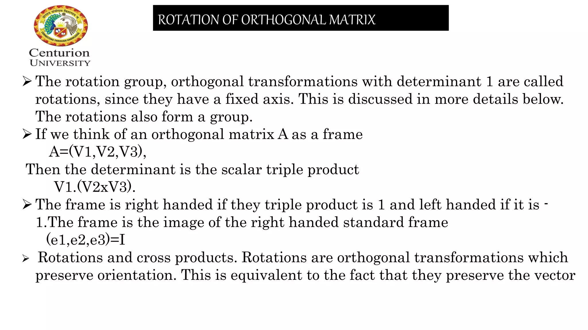 orthogonal matrix and its properties | PPTX