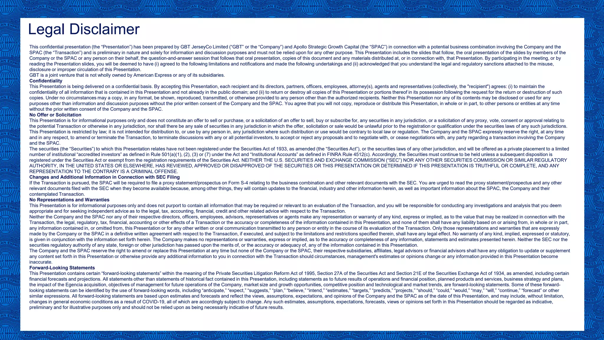 INVESTOR PRESENTATION AMEX GBT | PDF