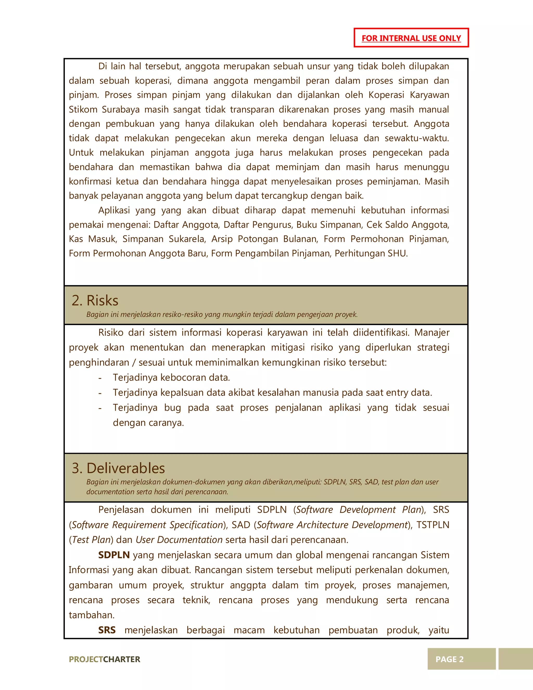 Project charter-Contoh | PDF