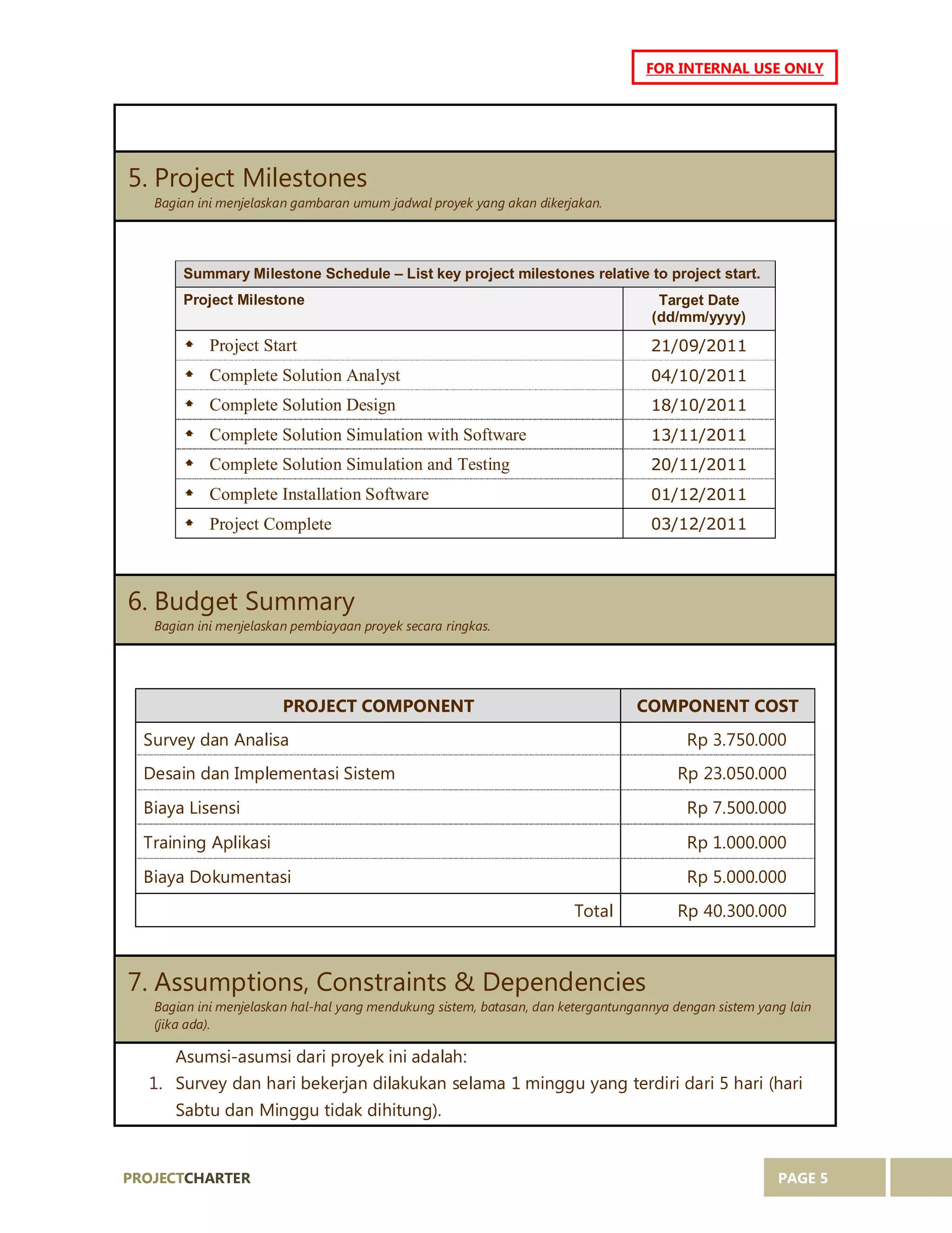 Project charter-Contoh | PDF