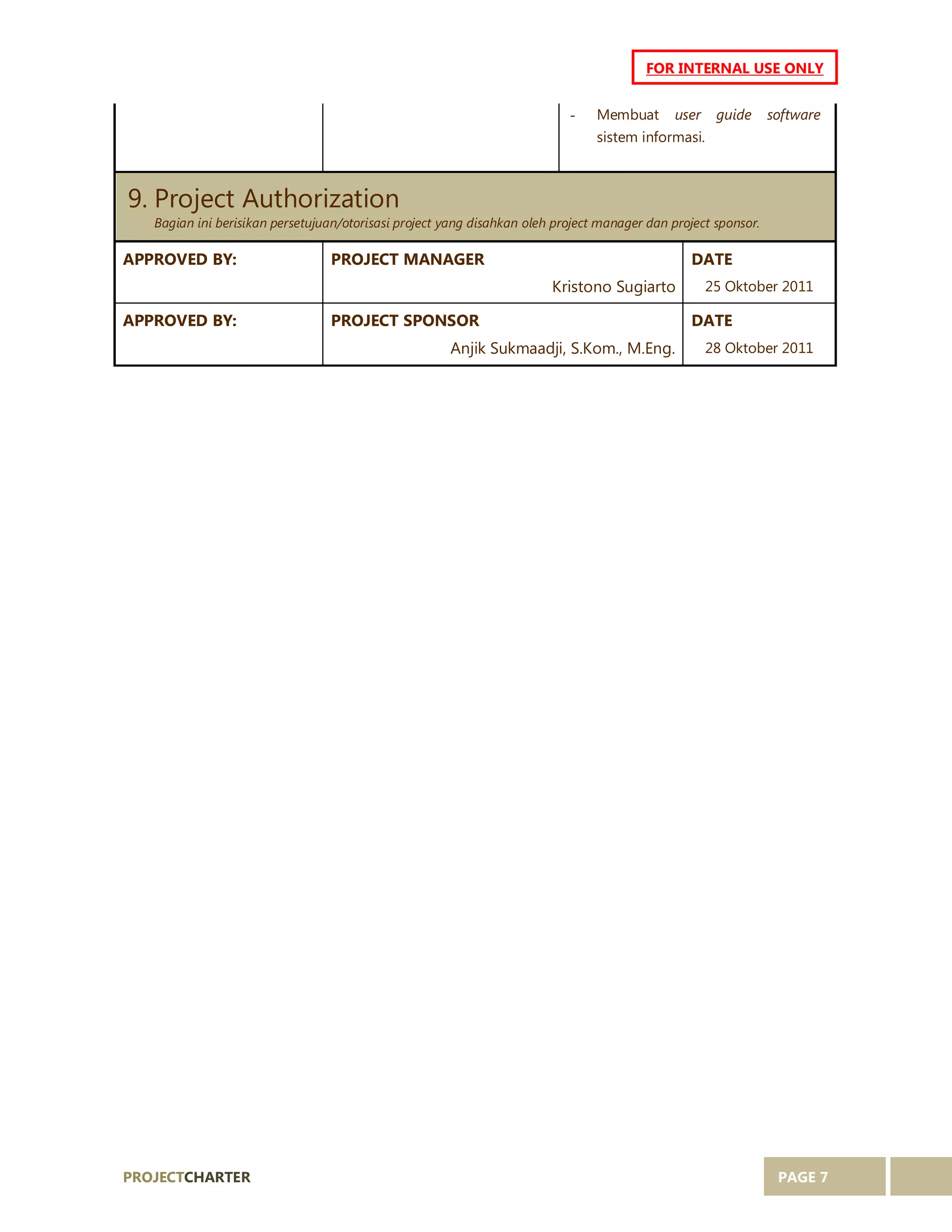 Project charter-Contoh | PDF