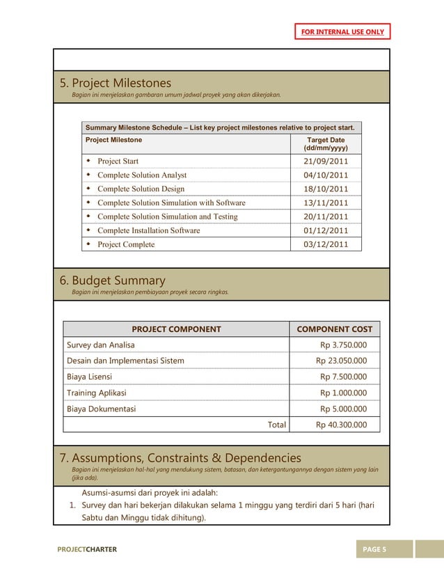Project charter-Contoh | PDF