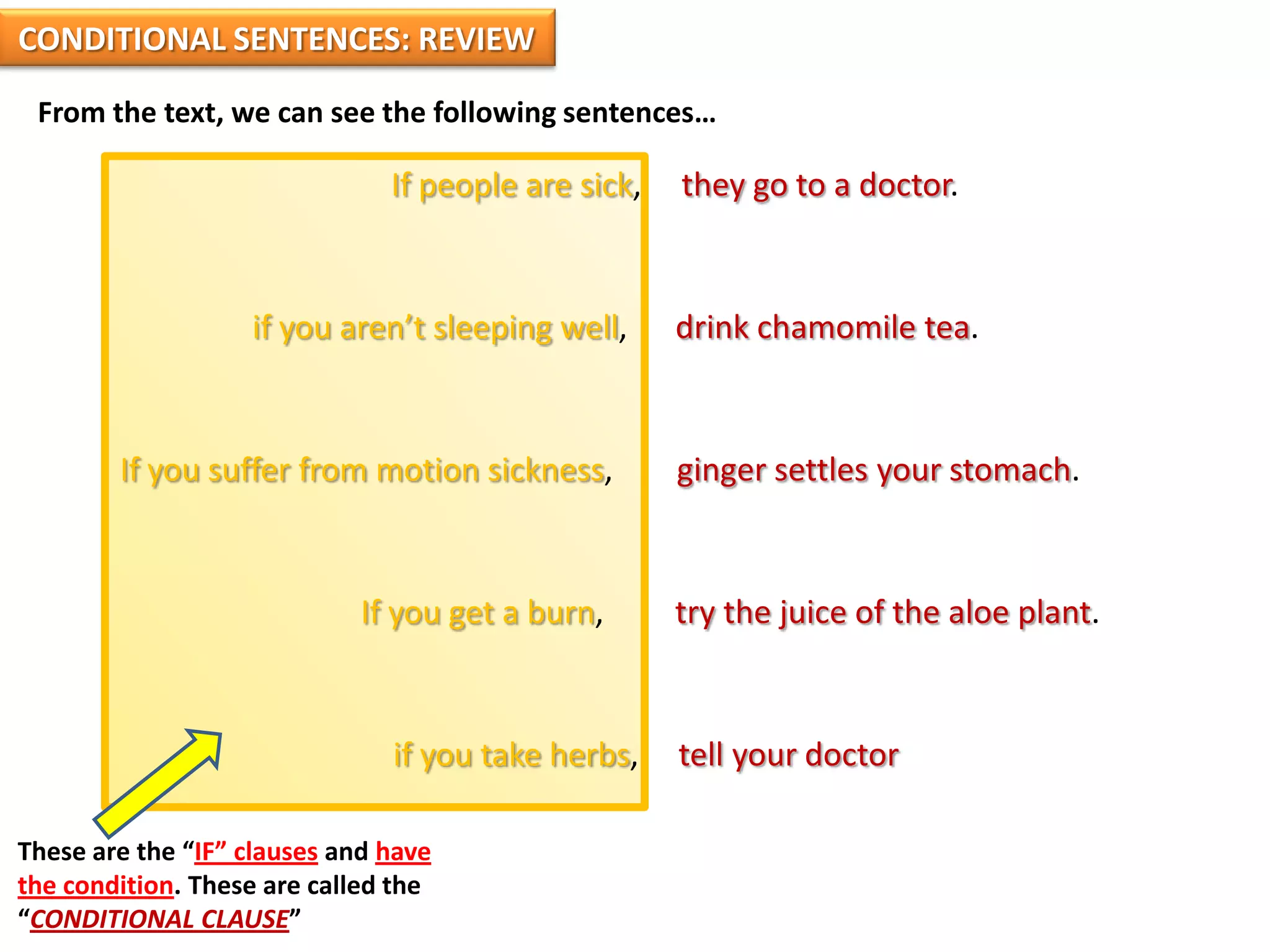 Project conditional sentences. review. | PPTX