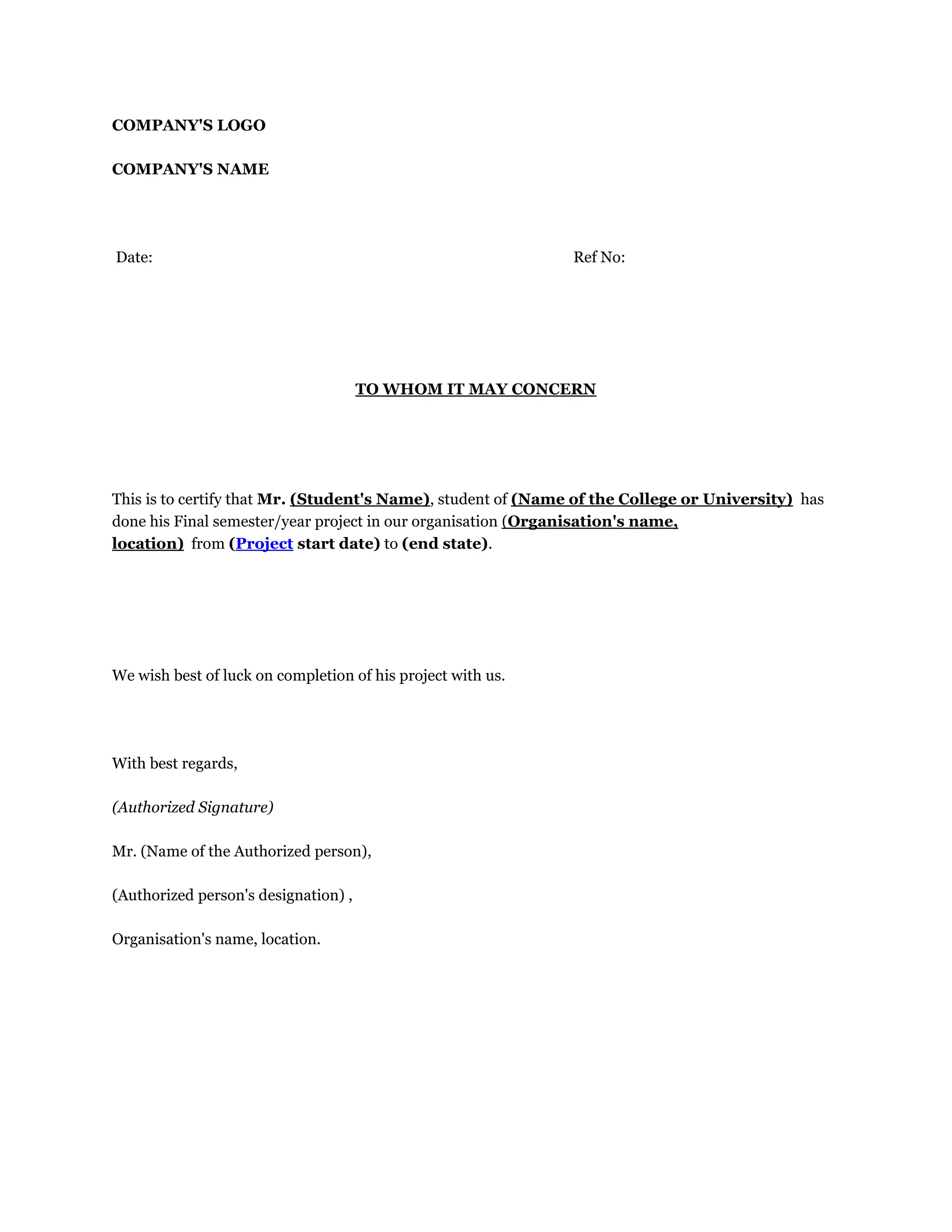 Project confiration-letter-sample | DOCX