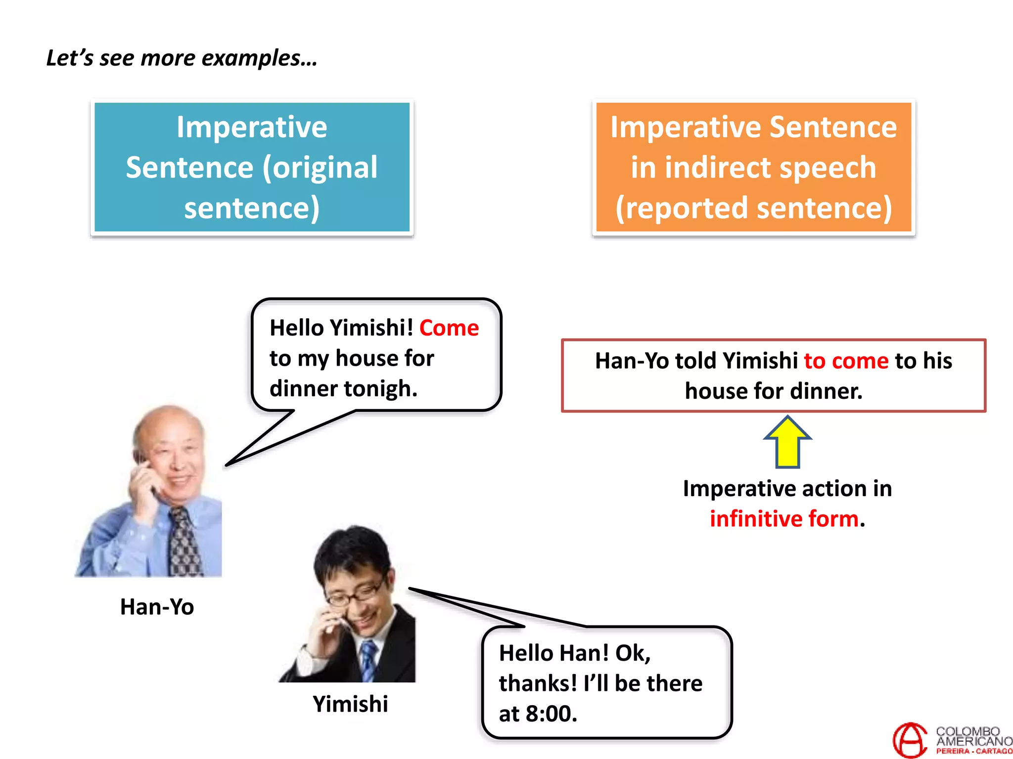 C13 U5 Project indirect speech imperatives | PPTX